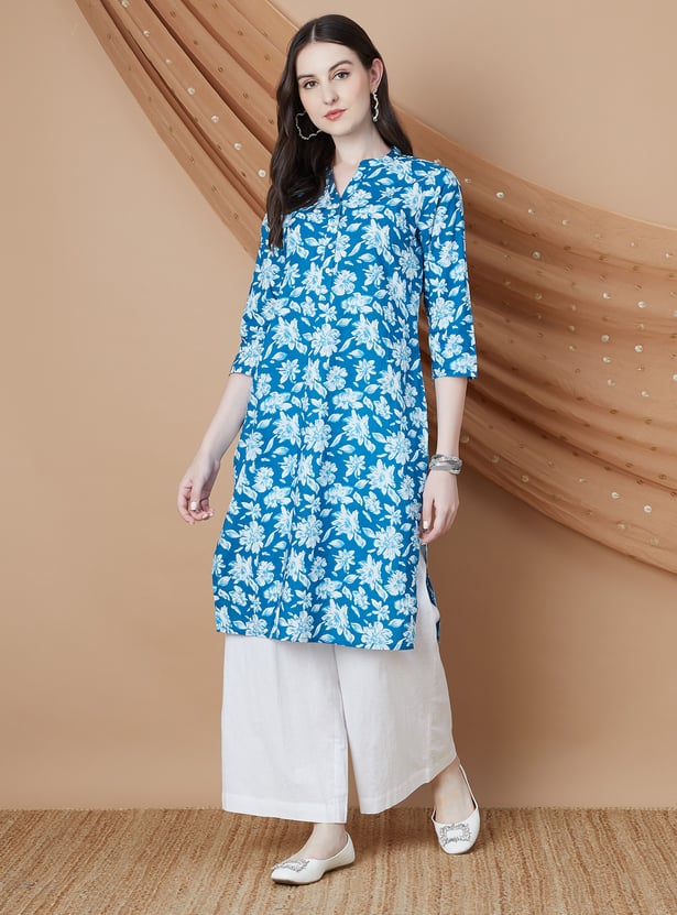 Buy MELANGE Floral Print Straight Kurta from Melange at just INR 599.0