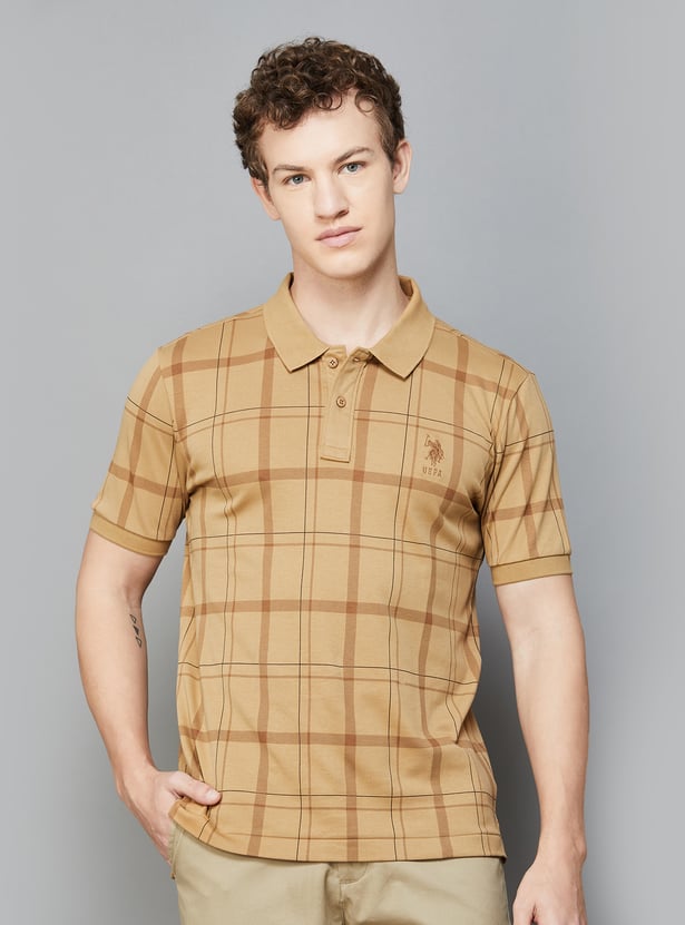 Buy US POLO ASSN Checked Polo T-shirt from US Polo Assn at just INR 2699.0