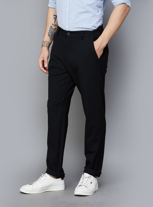 Buy RARE RABBIT Solid Regular Fit Trousers from Rare Rabbit at just INR ...