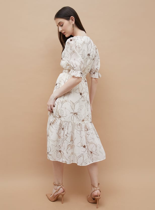 Buy CODE Floral Print Fit and Flare Dress from CODE at just INR 2199.0