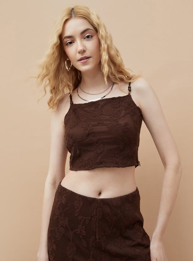 Buy GINGER Embroidered Mesh Crop Top from Ginger at just INR 999.0