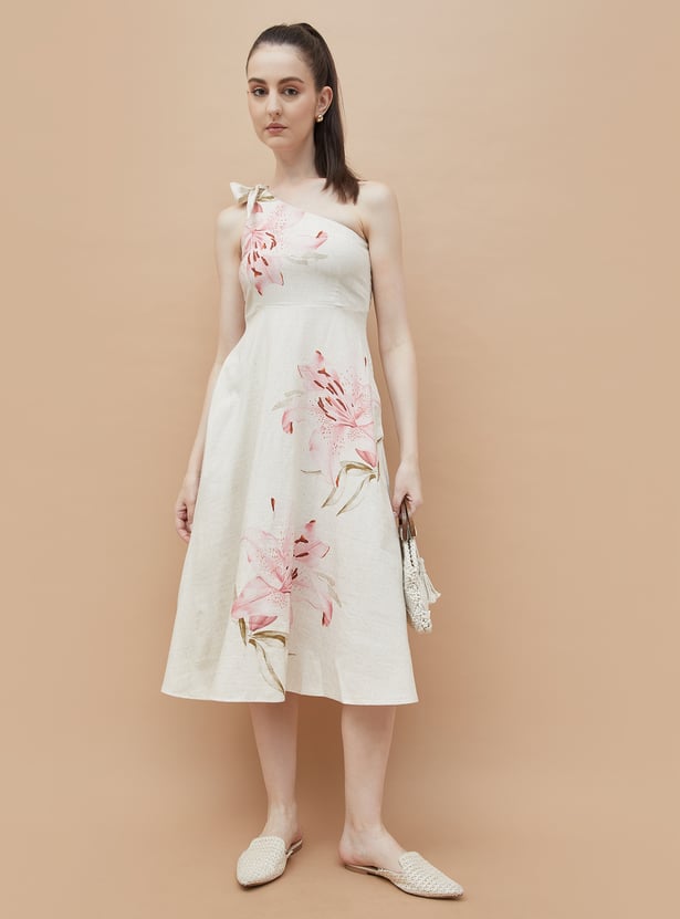 Buy CODE Floral Print One-Shoulder Fit & Flare Dress from CODE at just ...