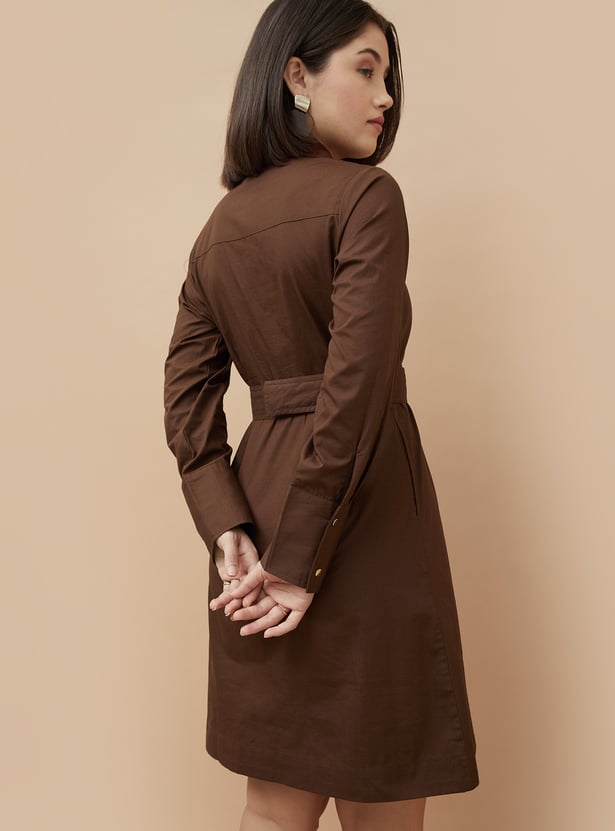 Buy CODE CLASSIC Solid Shirt Dress from Code Classic at just INR 1699.0