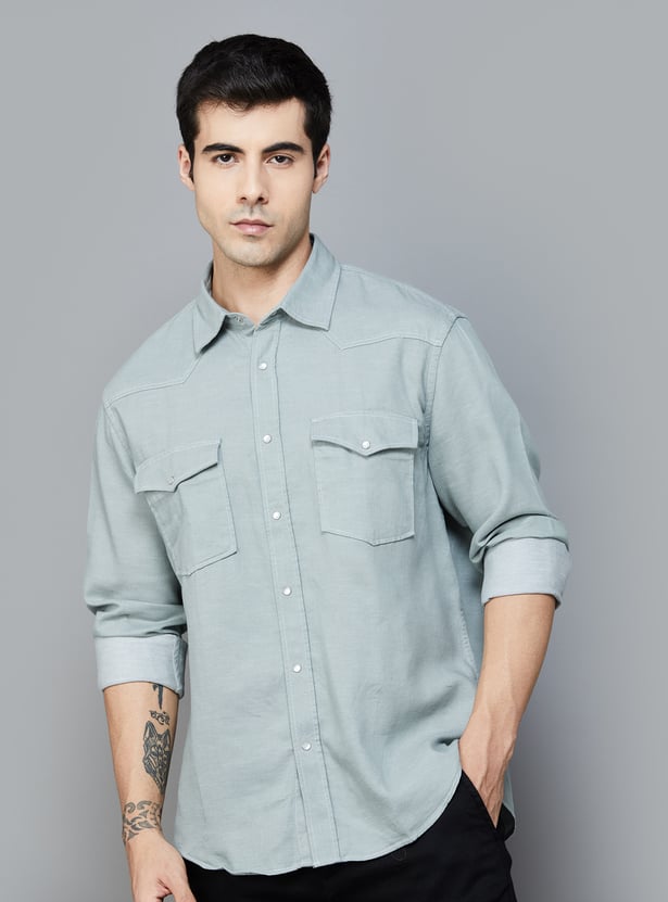 Buy RARE RABBIT Solid Regular Fit Shirt from Rare Rabbit at just INR 3799.0