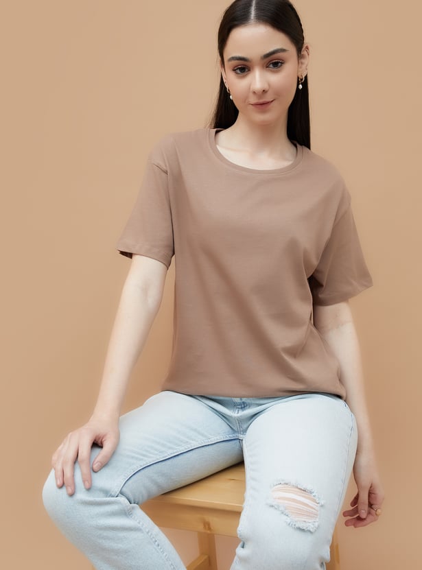 Buy FAME FOREVER Solid T-shirt from Fame Forever at just INR 299.0