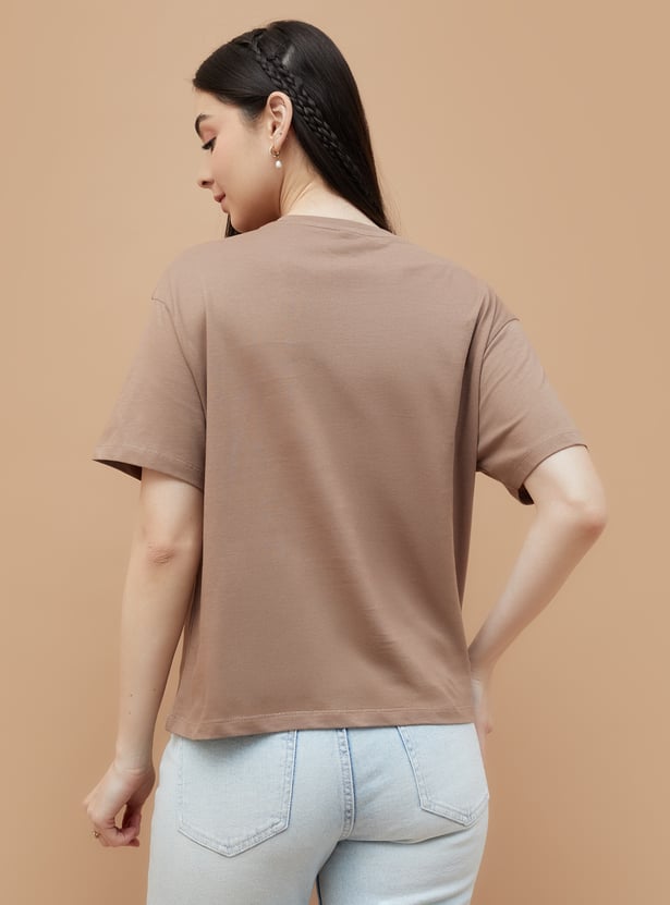 Buy FAME FOREVER Solid T-shirt from Fame Forever at just INR 299.0