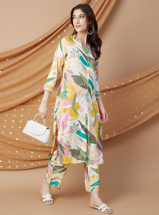 Buy MELANGE Floral Print Straight Kurta Set from Melange at just INR 1599.0
