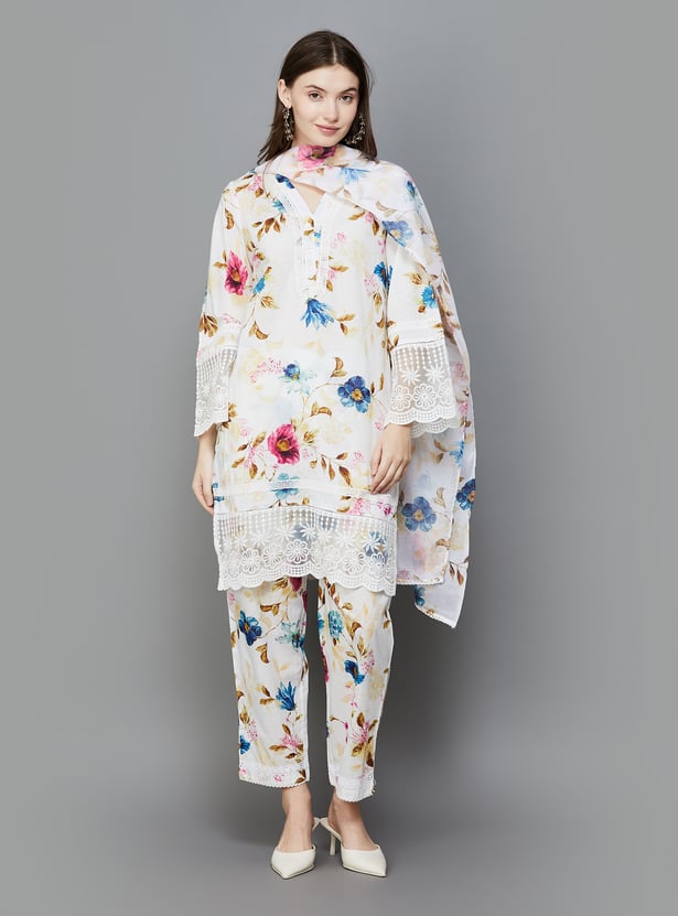 Buy AURELIA Floral Print Staright Kurta Set from Aurelia at just INR 3599.0