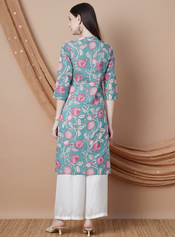Buy MELANGE Floral Print Straight Kurta from Melange at just INR 599.0