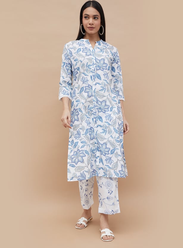 Buy MELANGE Floral Print Straight Kurta Set from Melange at just INR 1599.0