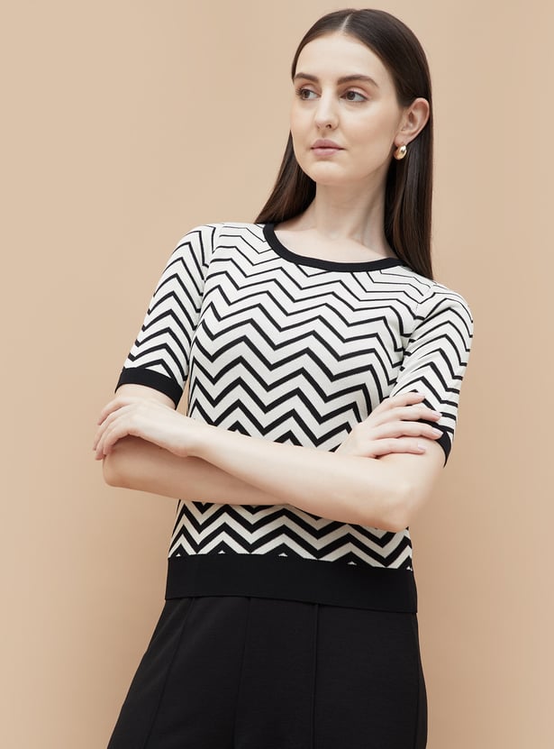 Buy CODE CLASSIC Chevron Patterned Top from Code Classic at just INR 1699.0