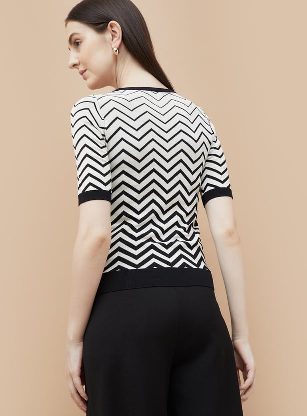 Buy CODE CLASSIC Chevron Patterned Top from Code Classic at just INR 1699.0
