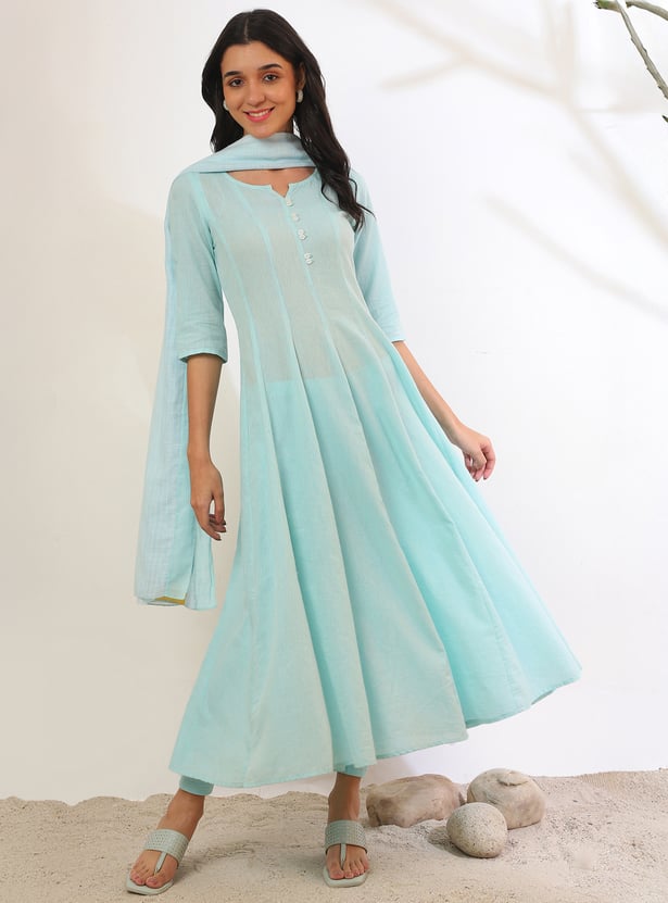 Buy AURELIA Pleated Anarkali Kurta Set from Aurelia at just INR 3999.0