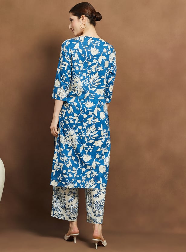 Buy MELANGE Floral Print Straight Kurta Set from Melange at just INR 1599.0