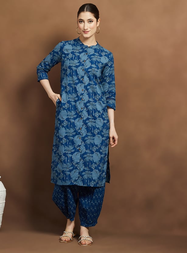 Buy MELANGE Floral Print Straight Kurta Set from Melange at just INR 1599.0
