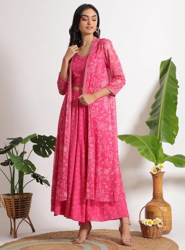 Buy W Printed Lehenga Set with Shrug from W at just INR 4999.0