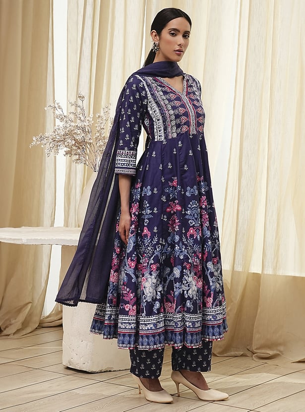 Buy BIBA Floral Print A-line Kurta Set from BIBA at just INR 5995.0