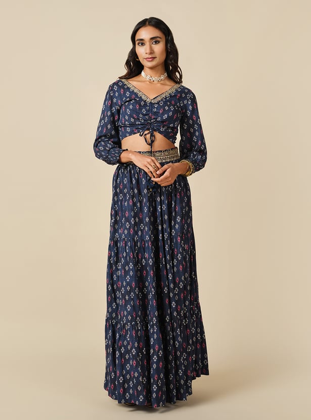 Buy GLOBAL DESI Ethnic Motif Skirt Set from Global Desi at just INR 6990.0