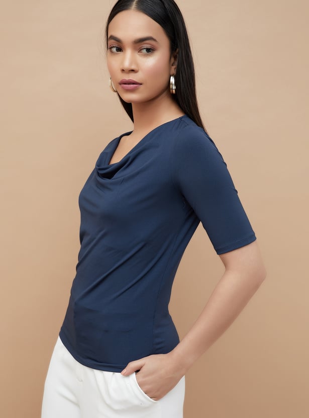 Buy CODE Solid Cowl Neck Top from CODE at just INR 1299.0