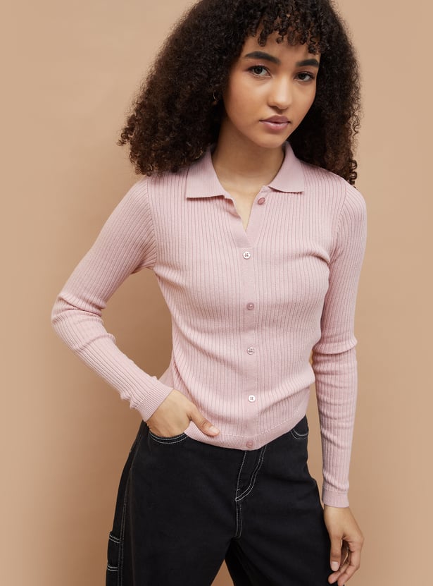 Buy GINGER Knit Collared Top from Ginger at just INR 999.0