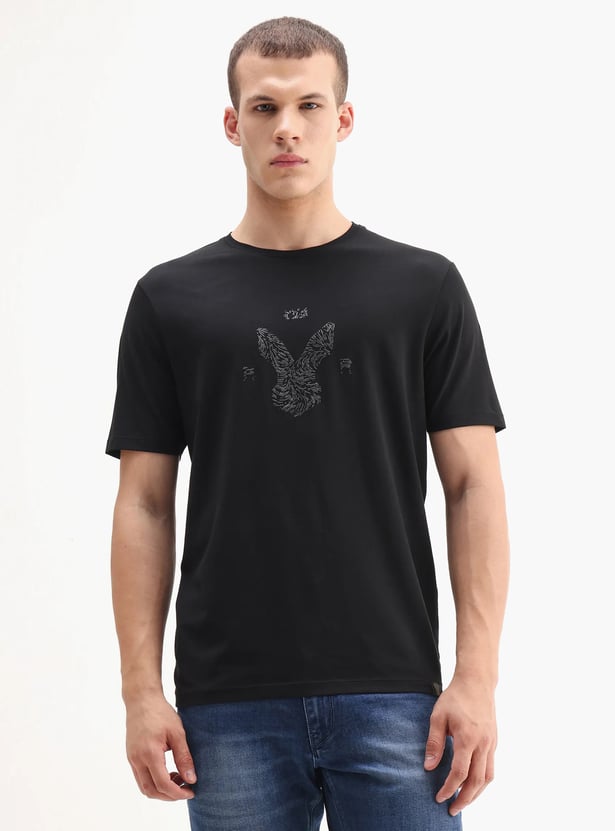Buy RARE RABBIT Logo Print T-shirt from Rare Rabbit at just INR 2299.0