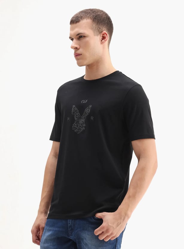 Buy RARE RABBIT Logo Print T-shirt from Rare Rabbit at just INR 2299.0