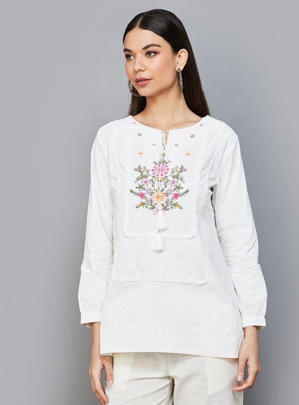 Buy W Floral Embroidered Tunic from W at just INR 1899.0