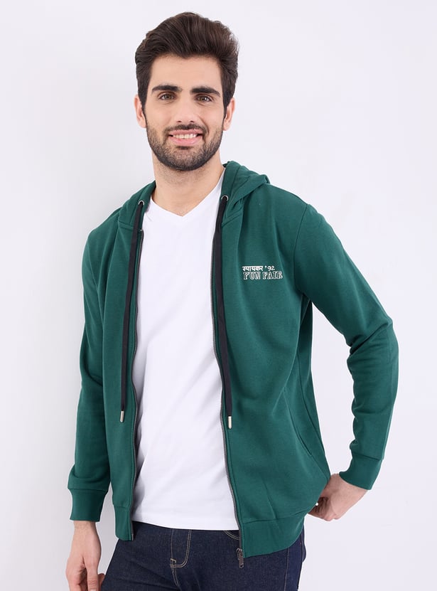 Buy SPYKAR Back Print Zip-Up Hoodie from Spykar at just INR 3499.0