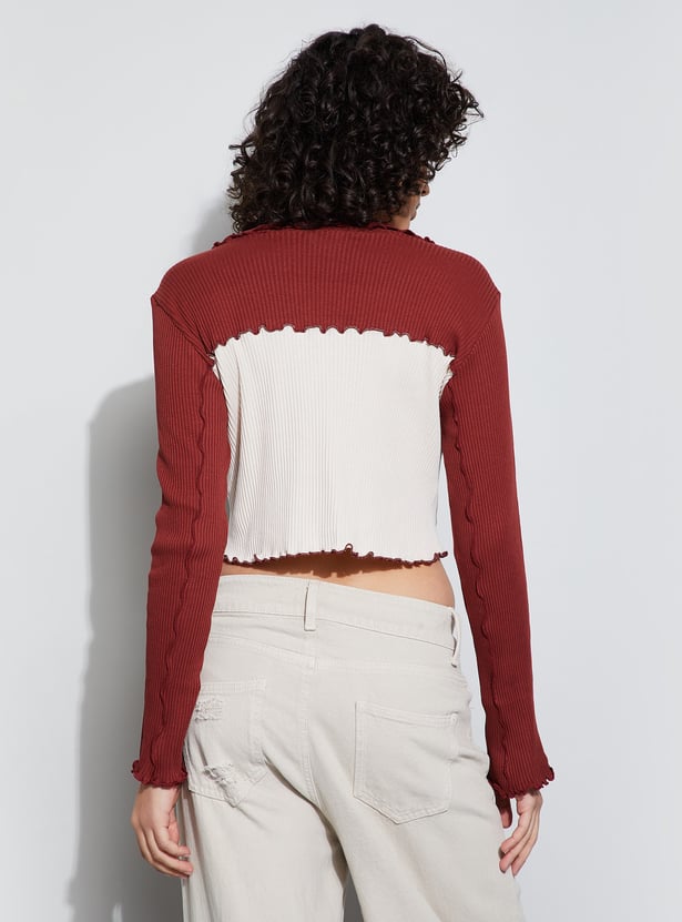 Buy GINGER Colourblocked Crop Top from Ginger at just INR 999.0