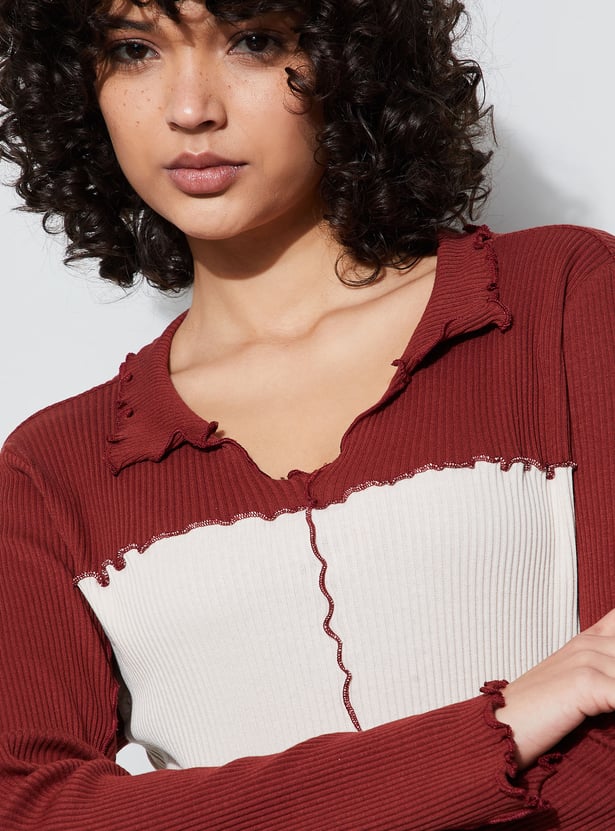 Buy GINGER Colourblocked Crop Top from Ginger at just INR 999.0
