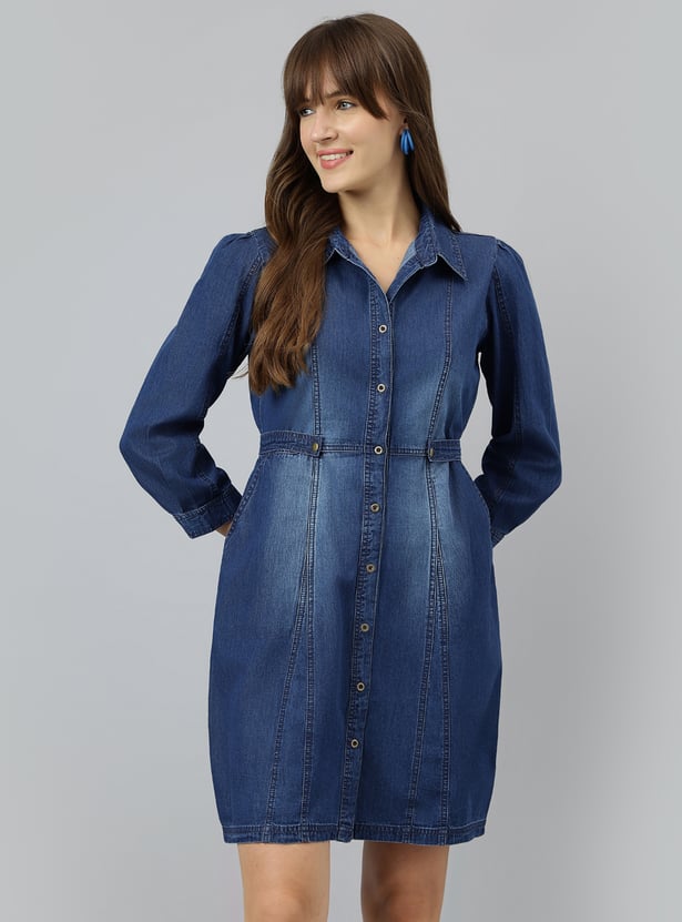 Buy LATIN QUARTERS Button-Down Denim Sheath Dress from Latin Quarters ...