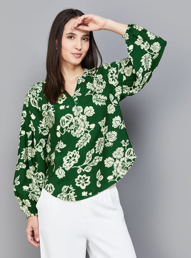 Buy VERO MODA Floral Print Bishop Sleeve Top from Vero Moda at just INR ...