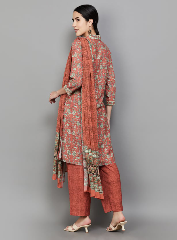 Buy BIBA Floral Print Straight Kurta Set from BIBA at just INR 3999.0
