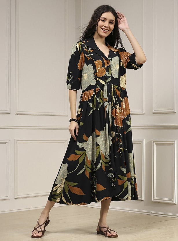 Buy BIBA Floral Print Shirt Dress from BIBA at just INR 2999.0