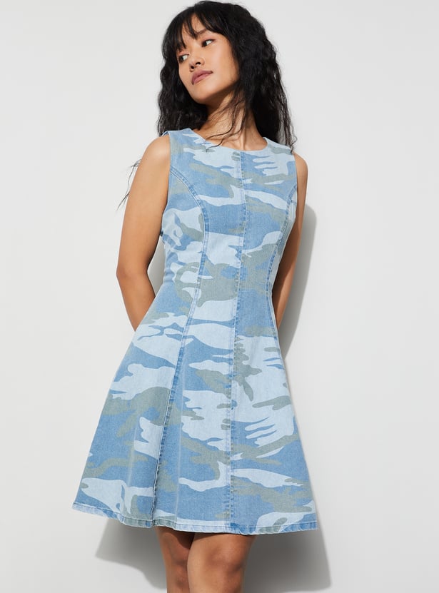 Buy GINGER Printed Denim A-line Dress from Ginger at just INR 1699.0