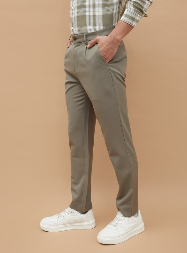 Buy CODE Solid Regular Fit Trousers from CODE at just INR 1999.0