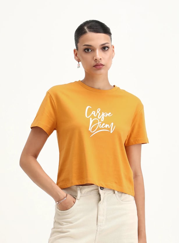 Buy RAREISM Typographic Print T-shirt from Rareism at just INR 1299.0