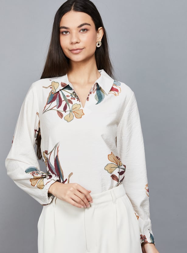 Buy RAREISM Floral Embroidered Collared Top from Rareism at just INR 2499.0
