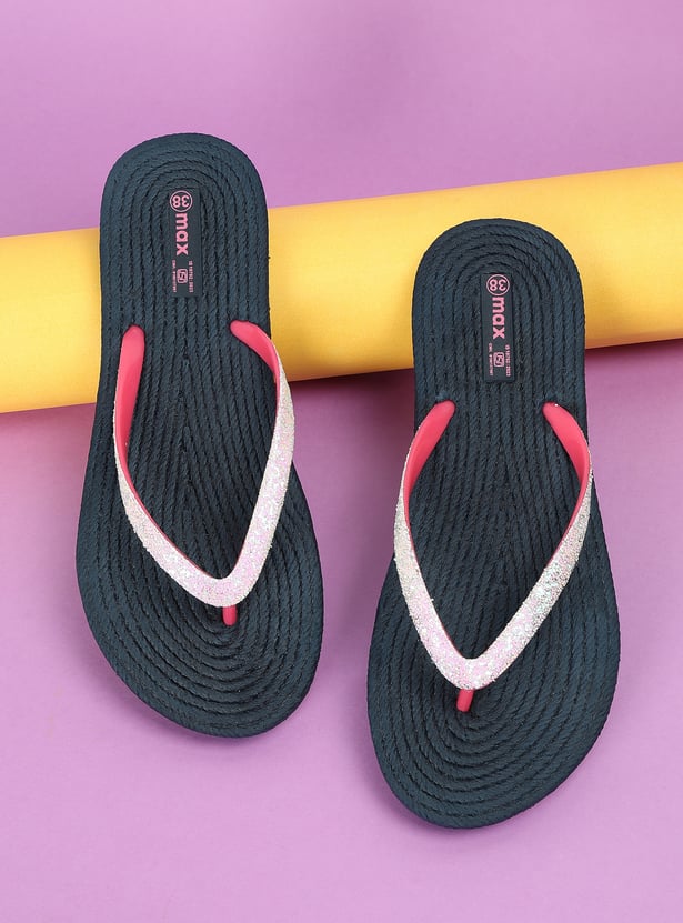 Buy Women Textured V-Strap Slippers Online at just Rs. 299.0 ...