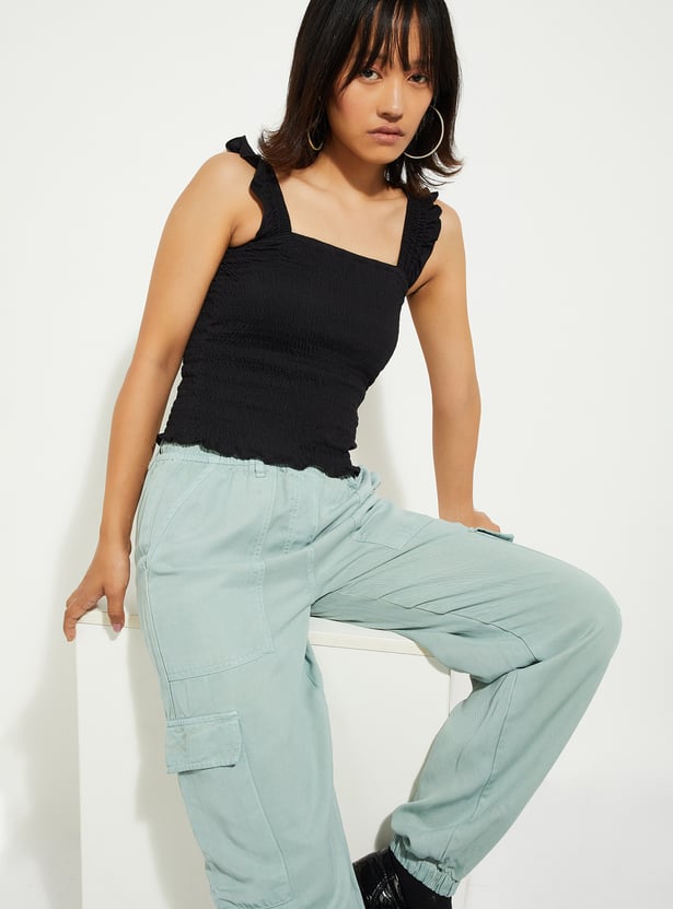 Buy URB_N Women Smocked Cropped Top Online at just Rs. 599.0 ...