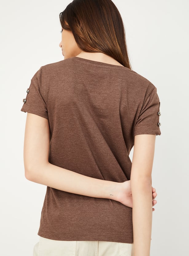 Buy Women Slit Sleeves Top with Button Details Online at just Rs. 299.0 ...