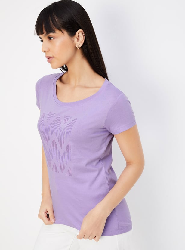 Buy Women Shimmery Print T-shirt Online at just Rs. 299.0 ...