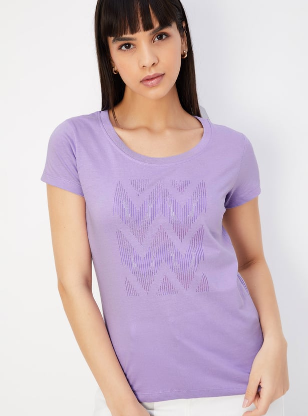 Buy Women Shimmery Print T-shirt Online at just Rs. 299.0 ...