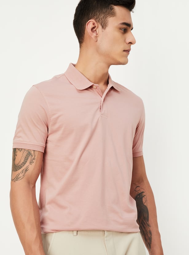 Buy Men Regular Fit Solid Polo T-shirt Online at just Rs. 599.0 ...