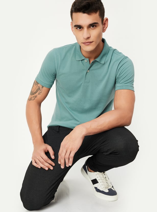 Buy Men Slim Fit Solid Polo T-shirt Online at just Rs. 399.0 ...