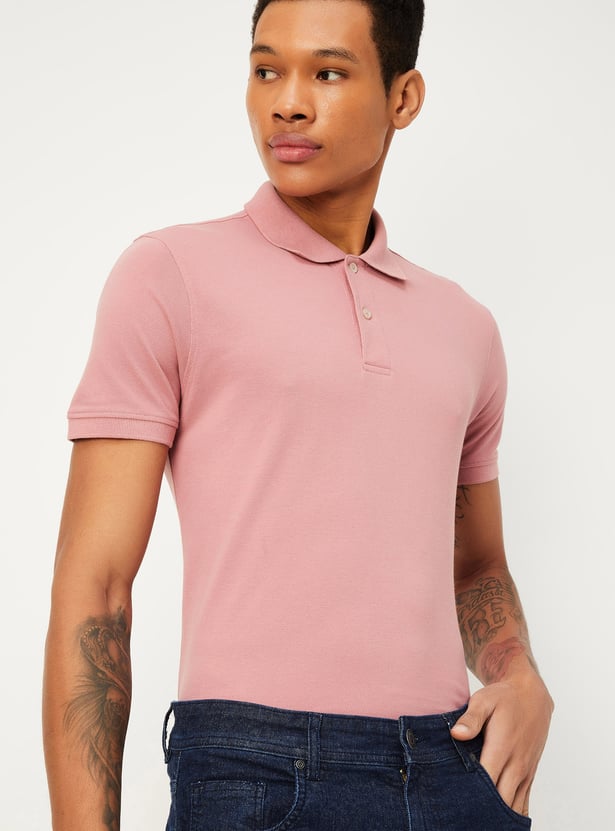Buy Men Slim Fit Solid Polo T-shirt Online at just Rs. 399.0 ...