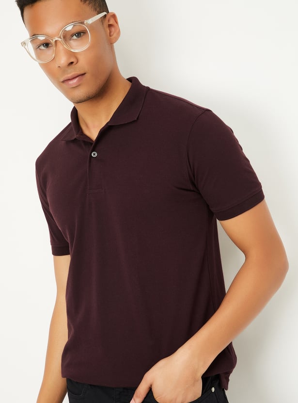 Buy Men Slim Fit Solid Polo T-shirt Online at just Rs. 399.0 ...