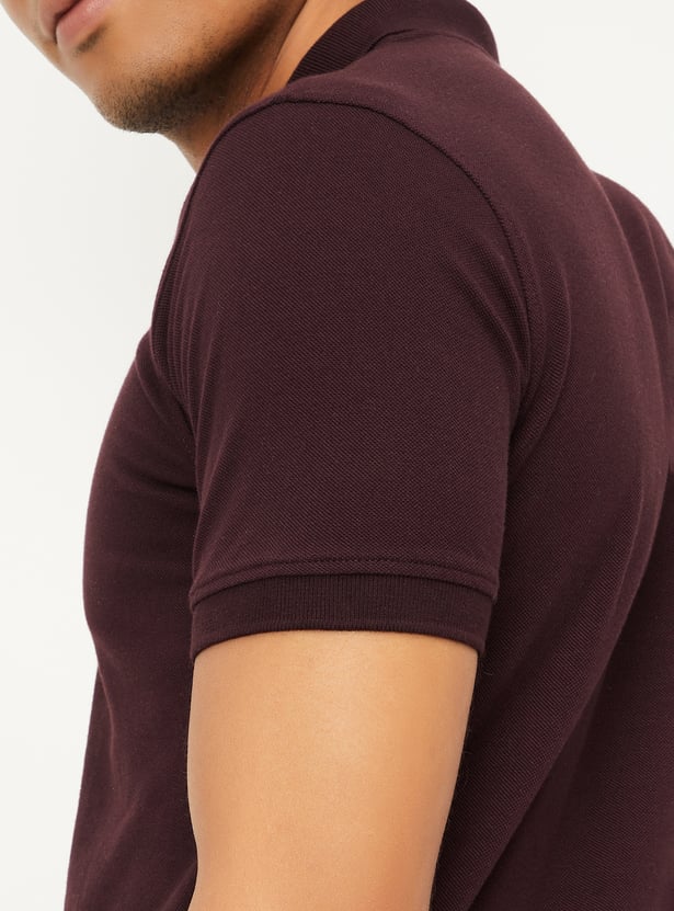 Buy Men Slim Fit Solid Polo T-shirt Online at just Rs. 399.0 ...