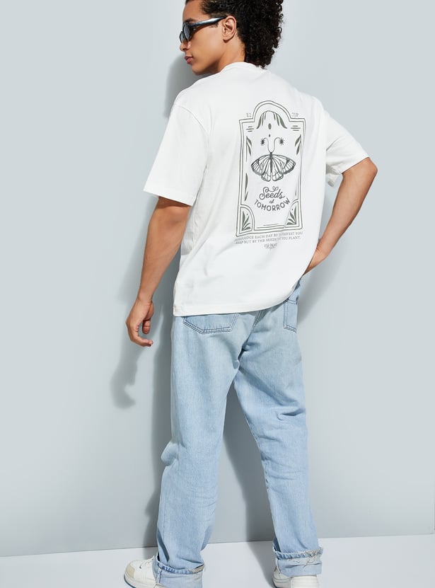 Buy Men Graphic Back Printed Oversized T-shirt Online at just Rs. 599.0 ...