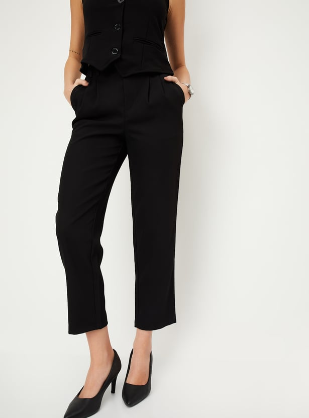 Buy Women Pleated Regular Fit Formal Trousers Online at just Rs. 1299.0 ...